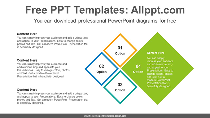4 rhombic combinations PowerPoint Diagram Template - Powerpoint and ...