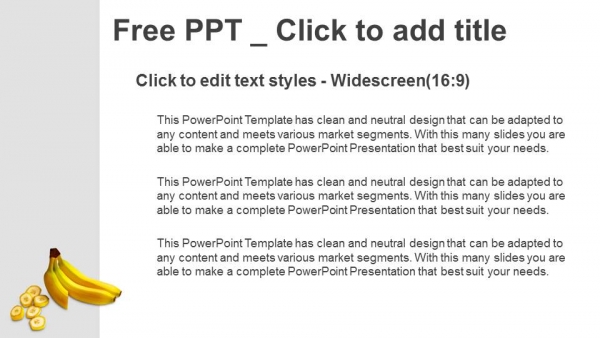 Bananas whole and sliced on white background PowerPoint Templates ...