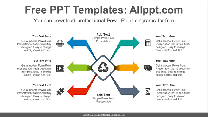 Center symmetry arrow PowerPoint Diagram Template - Powerpoint and ...