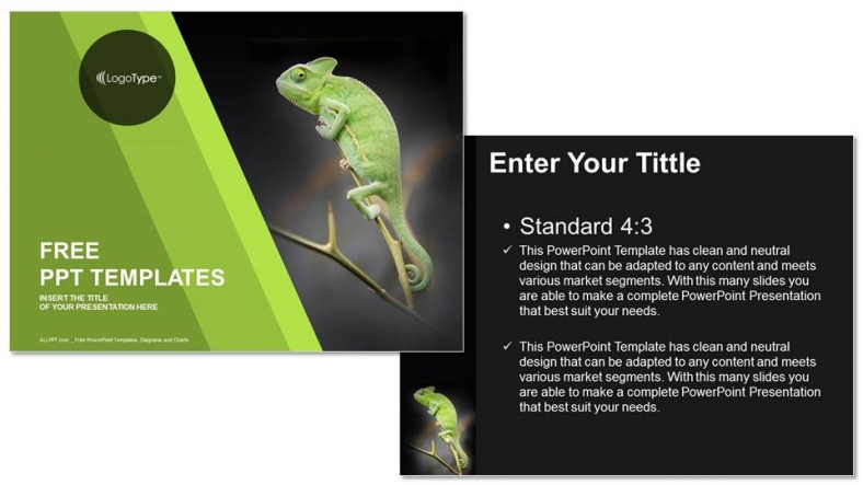 Chameleon Sitting on Green Plant-Nature PPT Templates - Powerpoint and ...
