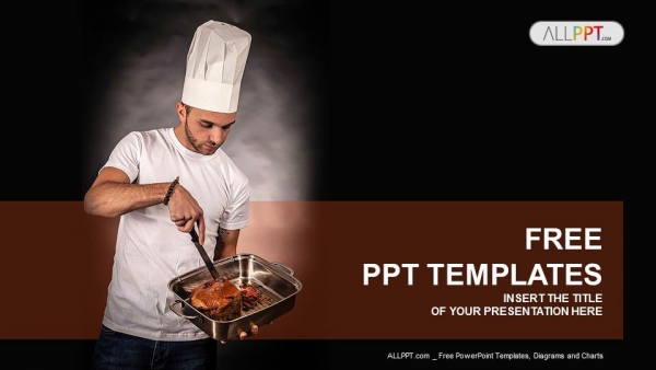 Chef cook holding pan with meat PowerPoint Templates - Powerpoint and ...