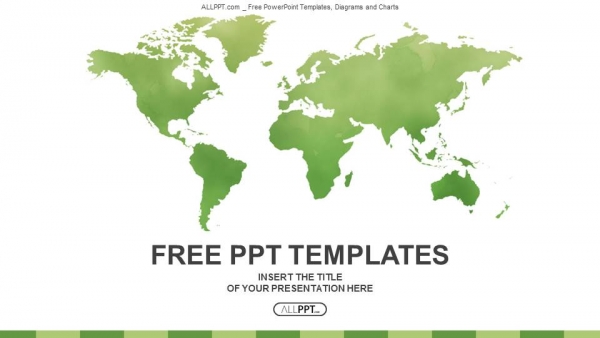 Colorful green detailed world map vector PowerPoint Templates ...