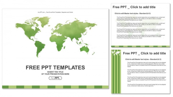 Colorful green detailed world map vector PowerPoint Templates ...