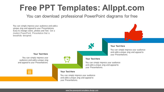 Colorful ribbon staircase PowerPoint Diagram Template - Powerpoint and ...