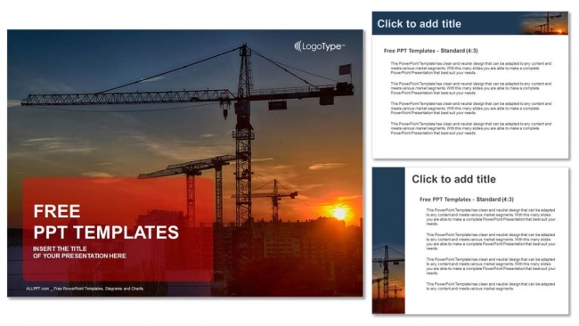 Construction crane at sunset PowerPoint Templates - Powerpoint and ...