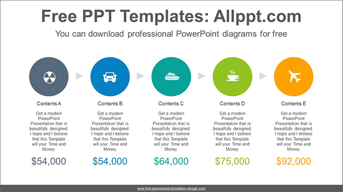 Five circle PowerPoint Diagram Template - Powerpoint and google slides ...