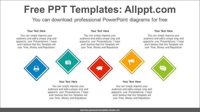 Horizontal diamond list PowerPoint Diagram Template - Powerpoint and ...
