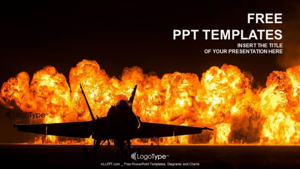 Jet fighter with fire PowerPoint Templates - Powerpoint and google ...