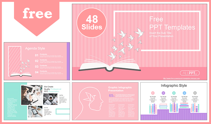 Opened Book with Paper Cranes PowerPoint Templates - Powerpoint and ...