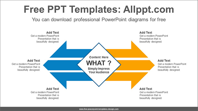 Opposite direction arrow PowerPoint Diagram Template - Powerpoint and ...
