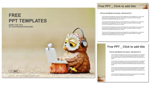 Owl reads the information on the laptop PowerPoint Template - Powerpoint and google slides ...