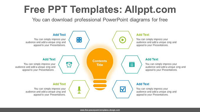 Radial light bulb PowerPoint Diagram Template - Powerpoint and google ...