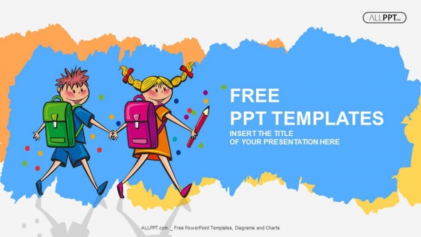 School children students little boy and girl kids PowerPoint Templates ...