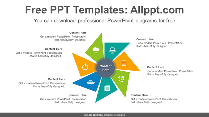 Seven-wing pinwheel PowerPoint Diagram Template - Powerpoint and google ...