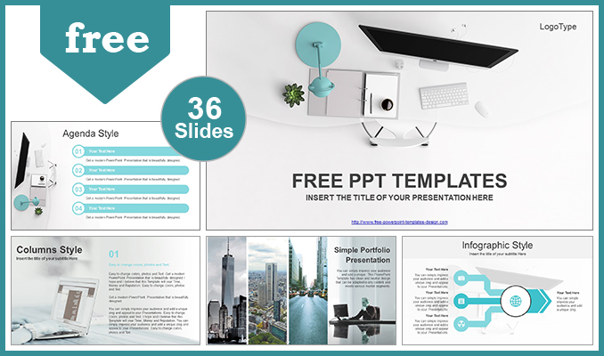 Simple Office Computer View PowerPoint Template - Powerpoint and google ...