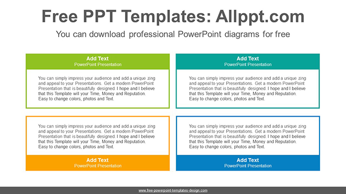 Simple color text-boxes PowerPoint Diagram Template - Powerpoint and ...