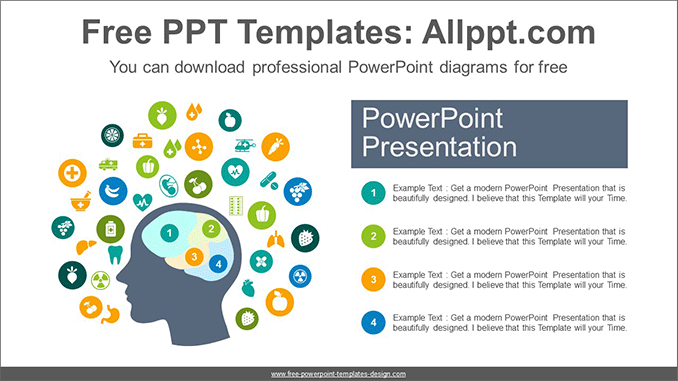 Thinking human brain PowerPoint Diagram Template - Powerpoint and ...