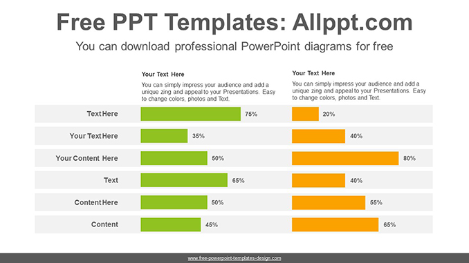 Two Horizontal bar chart PowerPoint Diagram Template - Powerpoint and ...