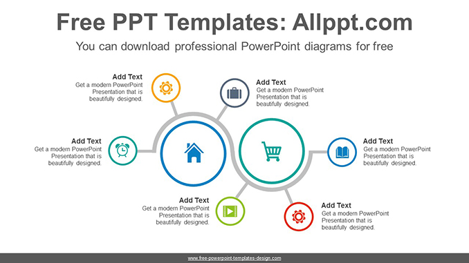 Two large circle cycles PowerPoint Diagram Template - Powerpoint and ...