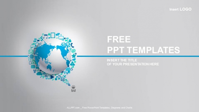 World Globe With App Icon-Business PPT Templates - Powerpoint and ...