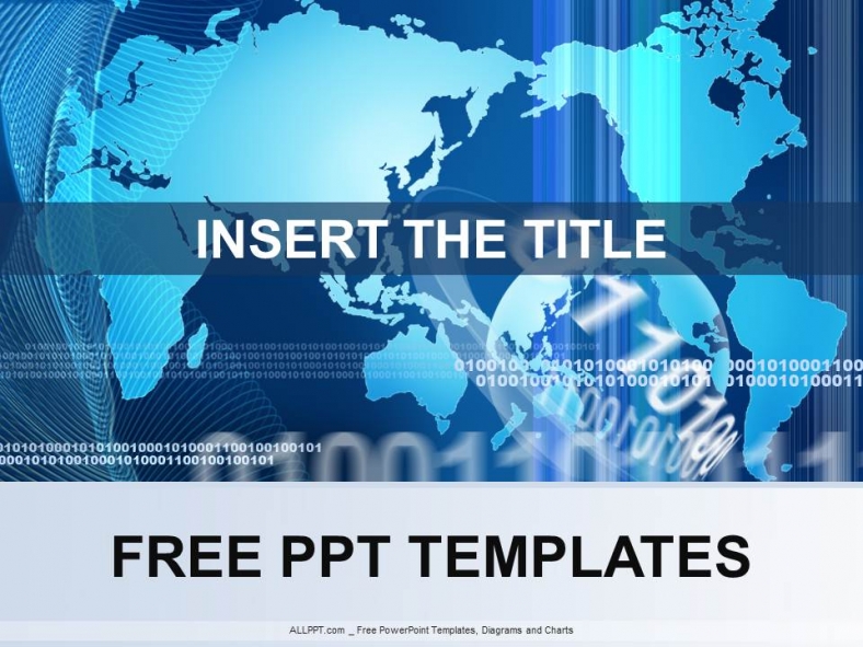 World Map In Blue PowerPoint Template Design - Powerpoint and google ...