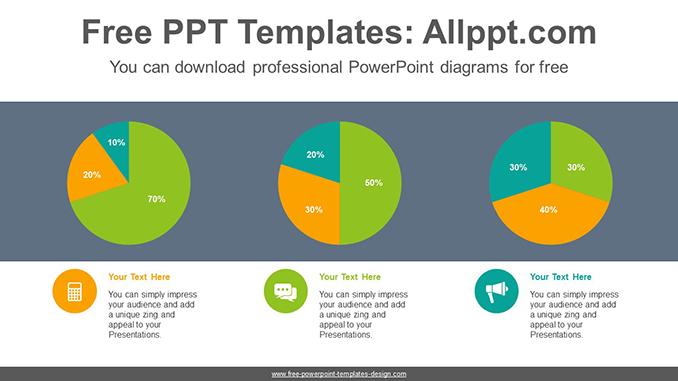 Three Pie Charts PowerPoint Diagram - Powerpoint and google slides ...